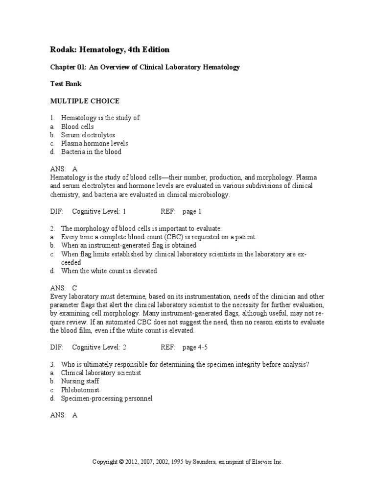 Chapter - 01 Hema Questions | PDF | Blood Cell | Red Blood Cell