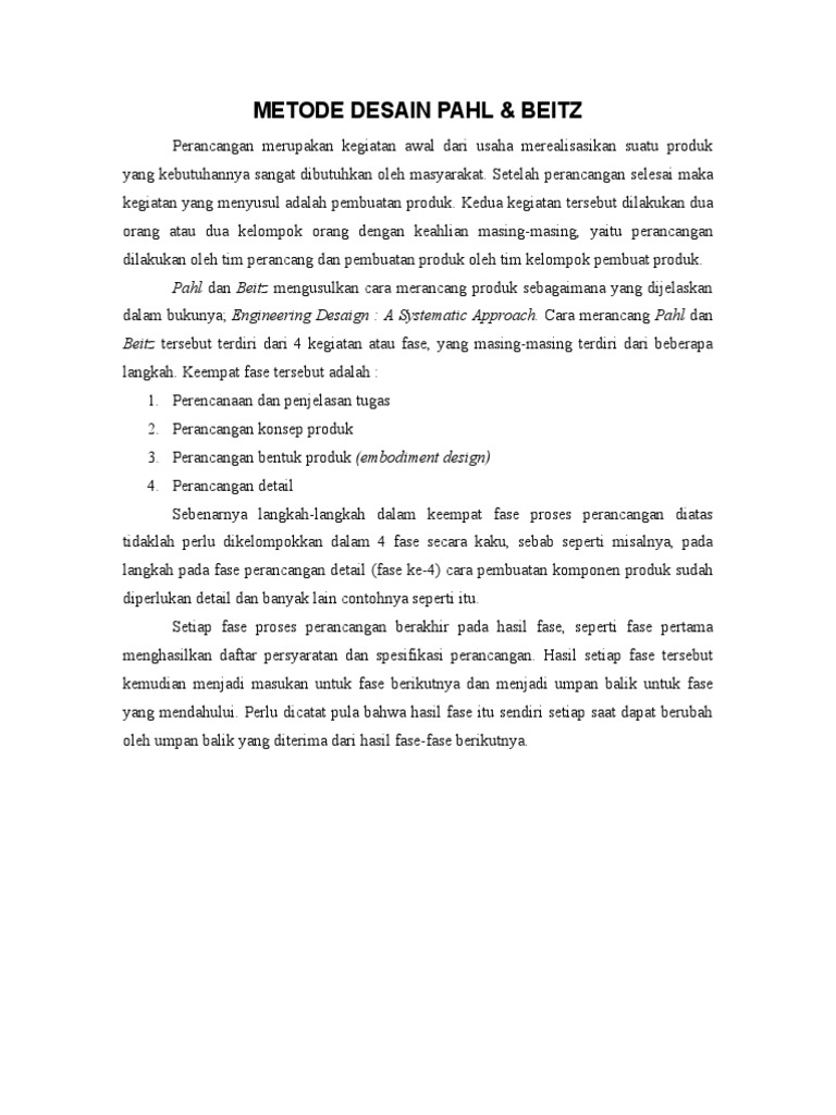 Metode Desain Pahl-Beitz | PDF