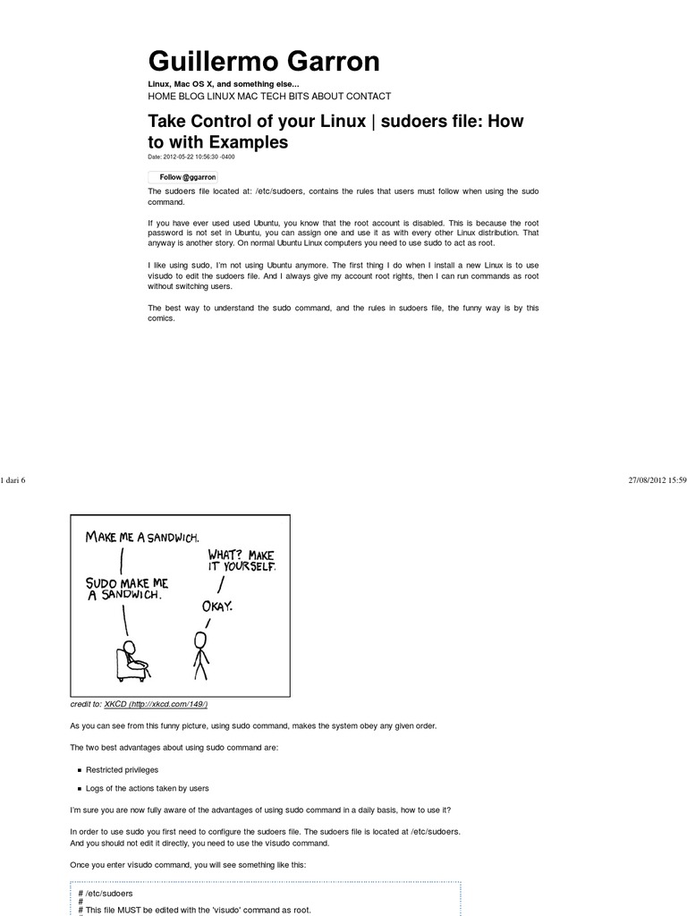 Take Control of Your Linux Sudoers File How To With Examples.p | PDF ...