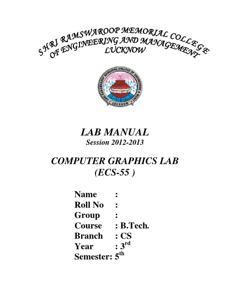Lab Manual: Computer Graphics Lab (ECS-55) | PDF