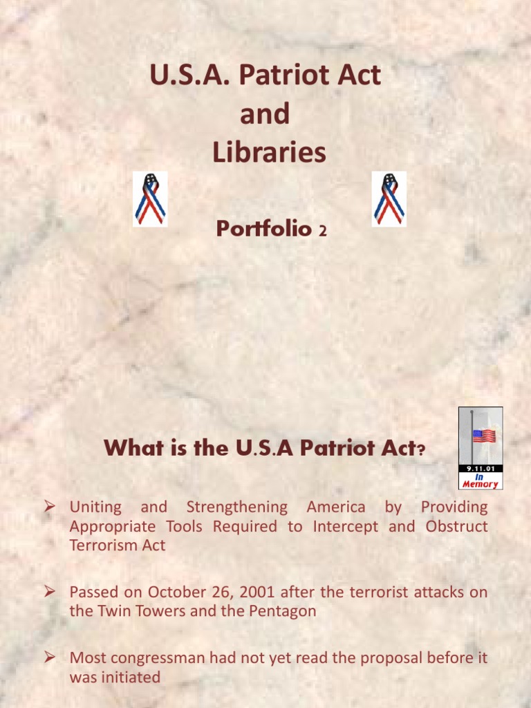 Patriot Act: Impact on Libraries | PDF | Politics | Law