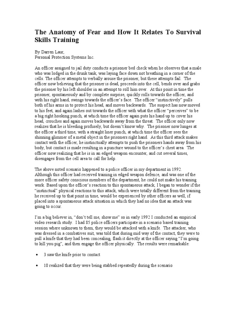 Anatomy of Fear and How It Relates To Survival Skills Training | PDF ...