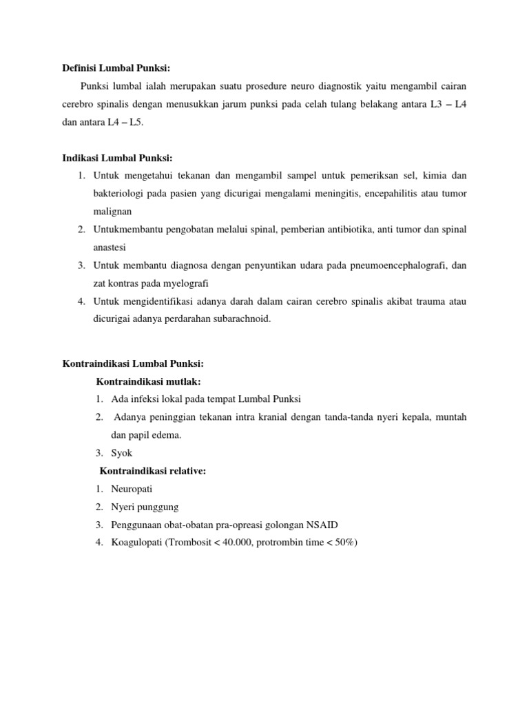 Definisi Lumbal Punksi | PDF