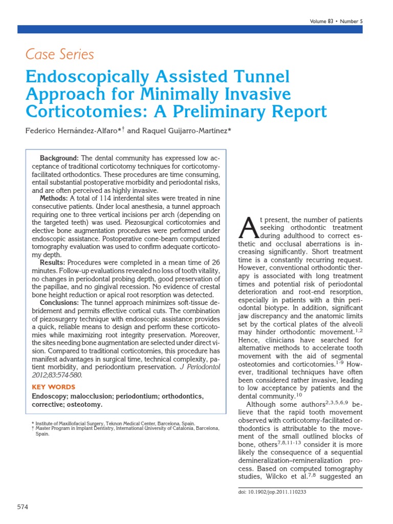 Minimally Invasive Corticotomy Technique | PDF | Surgery | Oral And ...