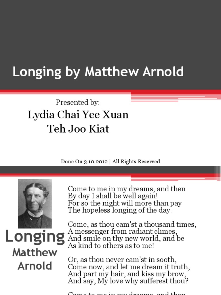 Matthew Arnold's "Longing": A Poetic Analysis | PDF | Poetry