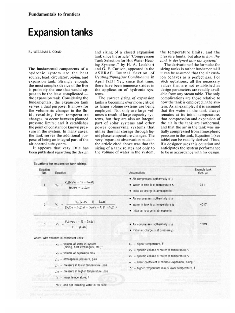 Expansion Tank Sizing | PDF | Pressure | Atmosphere Of Earth