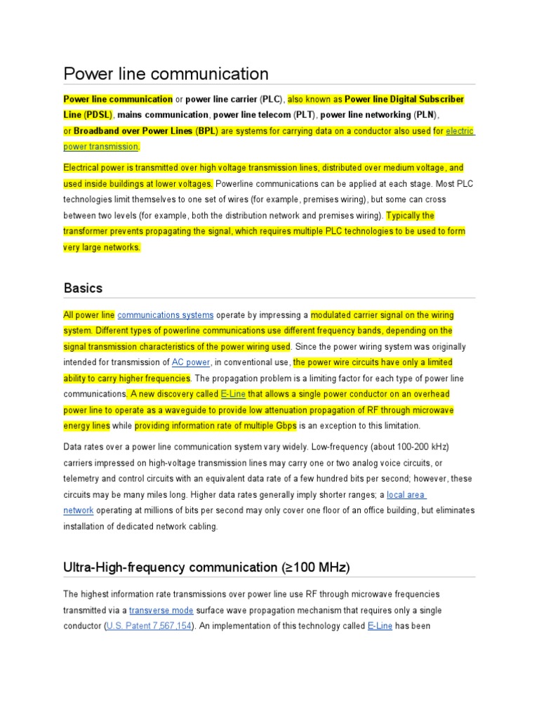 Broadband Over Power Line Communication | PDF | Electric Power ...
