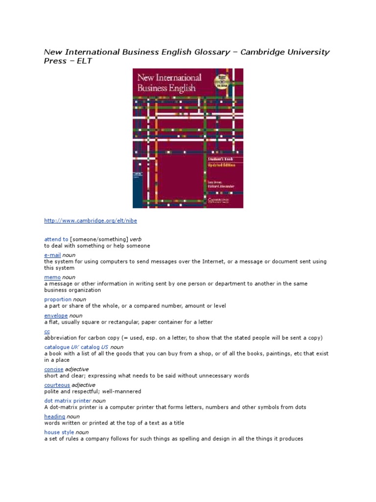International Business English Glossary | PDF | Punctuation | Comma
