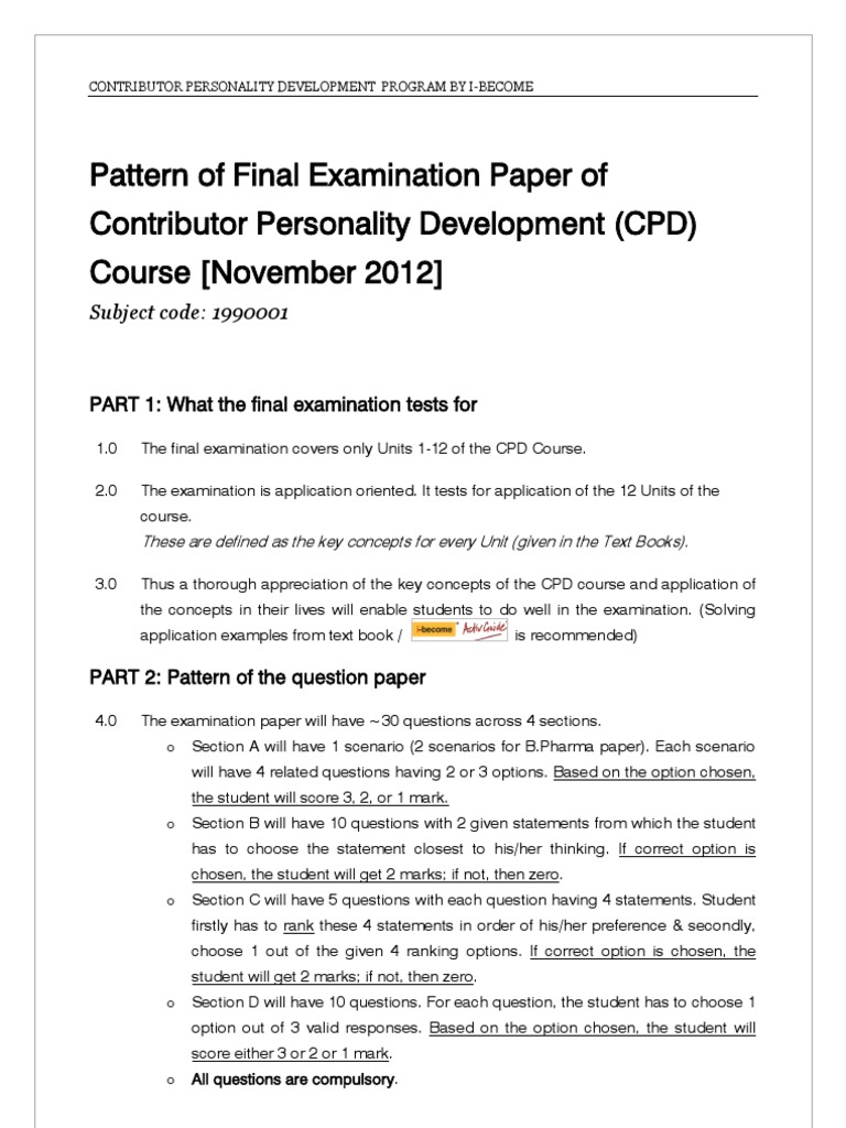 Sample Paper - July-December 2012 - CPD (GTU) | PDF