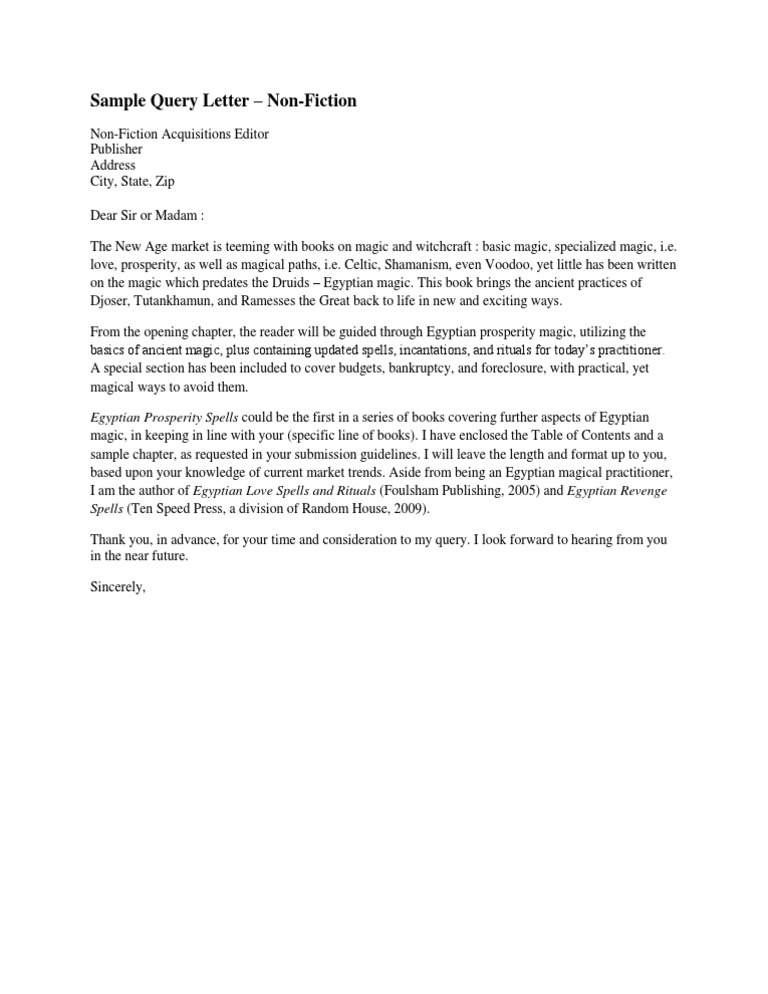 Sample Query Letter Non Fiction | PDF