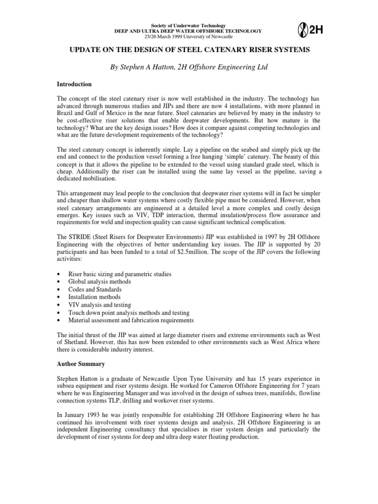 Update On The Design of Steel Catenary Riser Systems PDF | PDF ...