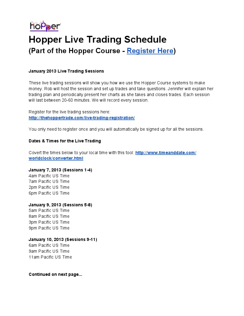 January 2013 Live Trading Schedule | PDF | Career & Growth | Cooking ...