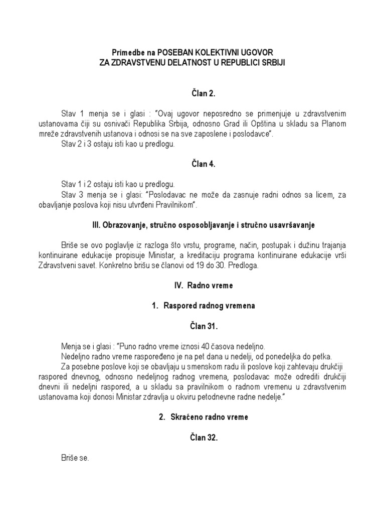 Poseban Kolektivni Ugovor | PDF