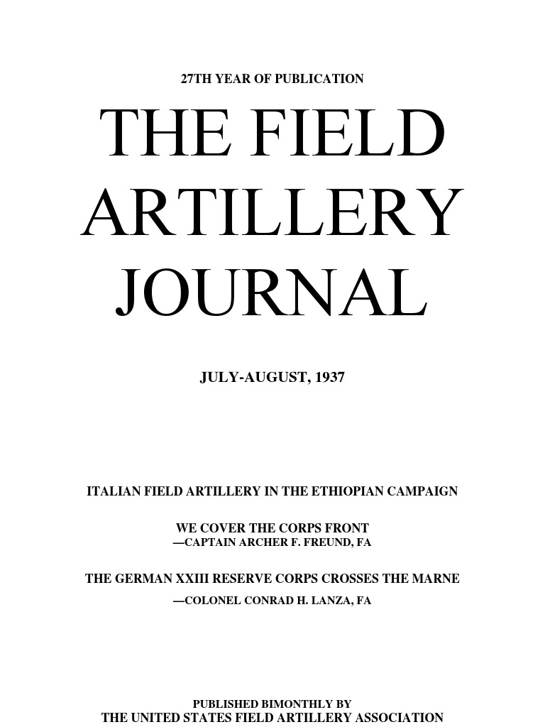 Field Artillery Journal - Jul 1937 | PDF | Artillery | Artillery Battery