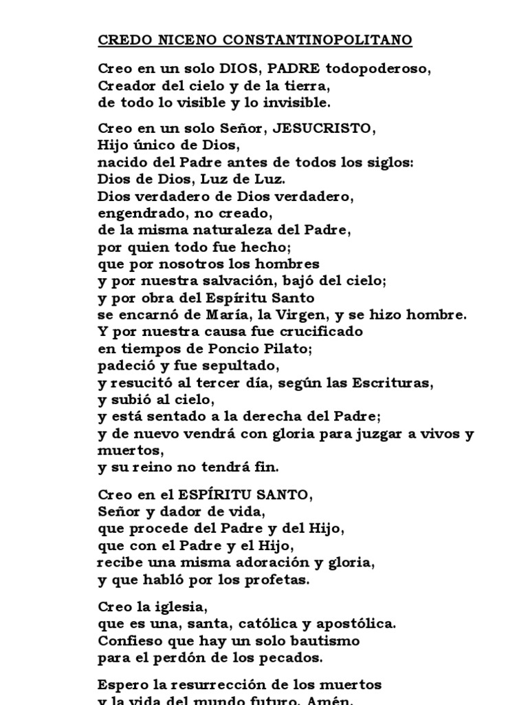 Credo Niceno Constantinopolitano | PDF