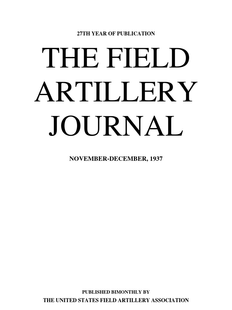 Field Artillery Journal - Nov 1937 | PDF | Artillery | Anti Tank Warfare