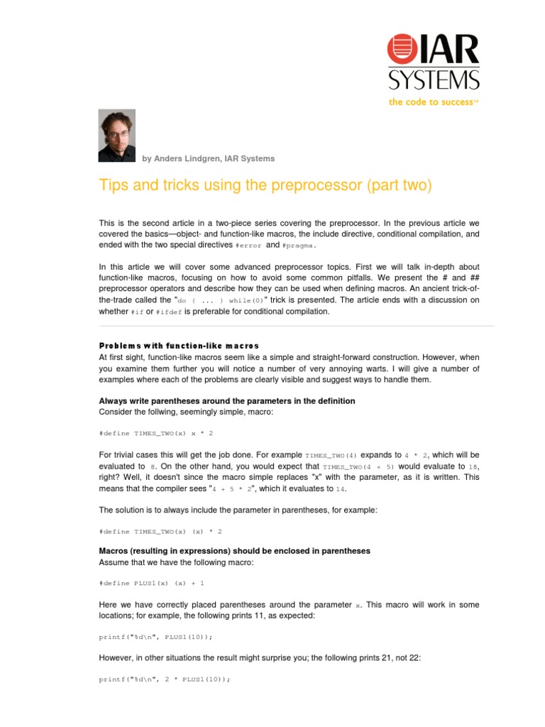 Tips And Tricks Using The Preprocessor Part Two Pdf Macro Computer Science C 2009