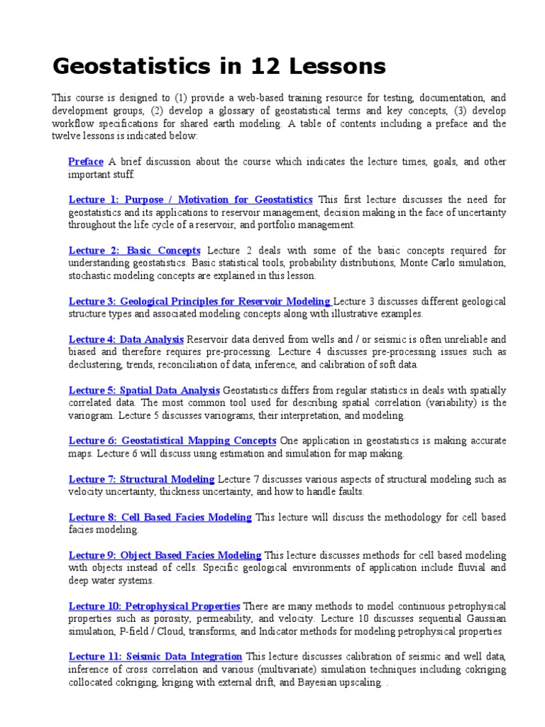 Geostatistics in 12 Lessons | PDF | Skewness | Correlation And Dependence