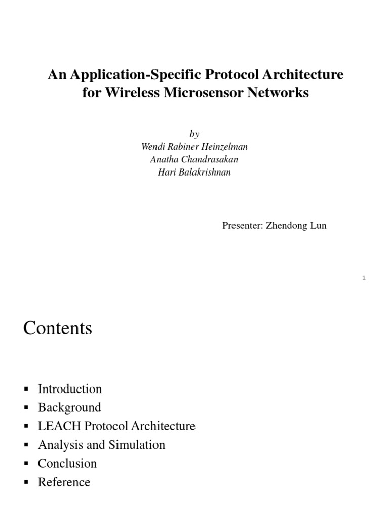 An Application-Specific Protocol Architecture For Wireless Microsensor Networks | PDF | Computer ...