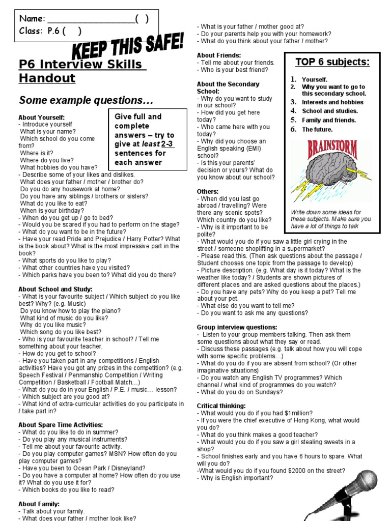 Interview Skills - Handout | PDF | English Language | Languages