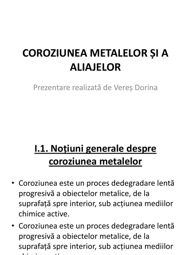 Coroziunea Metalelor Și A Aliajelor | PDF