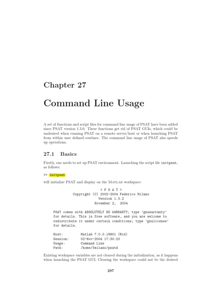 Psat-1 3 4 | Download Free PDF | Command Line Interface | Matlab