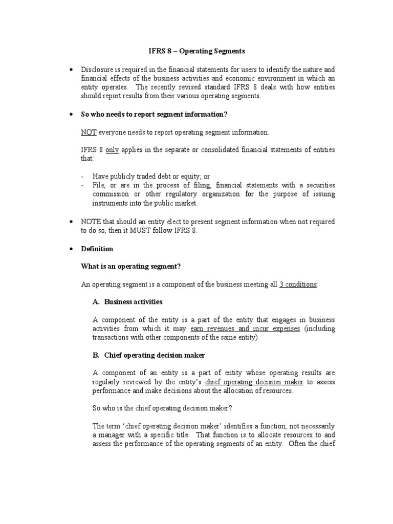 IFRS 8 Operating Segments | PDF | International Financial Reporting ...