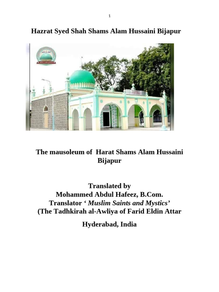 Hazrat Syed Shah Shams Alam Hussaini BIjapur | PDF | Sheikh | Abrahamic ...