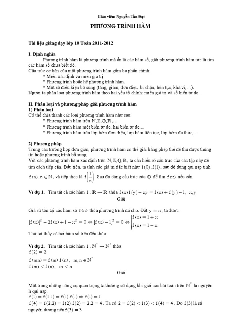 Phuong Trinh Ham | PDF