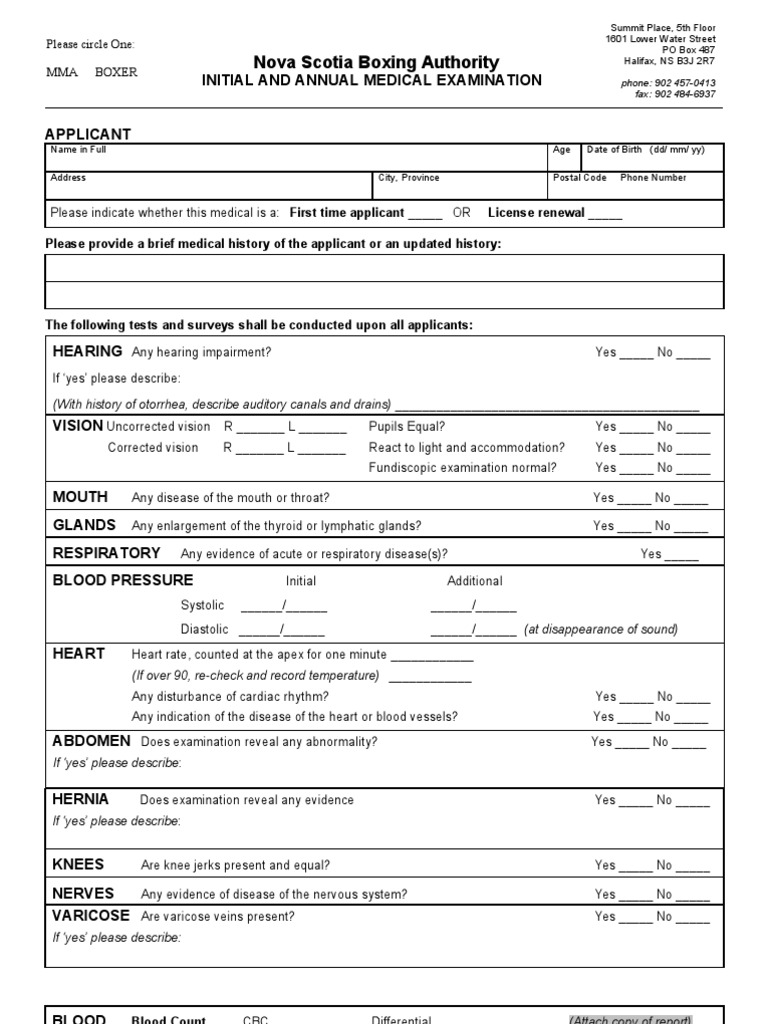 Initial and Annual Medical Examination Form | PDF | Heart | Blood Pressure