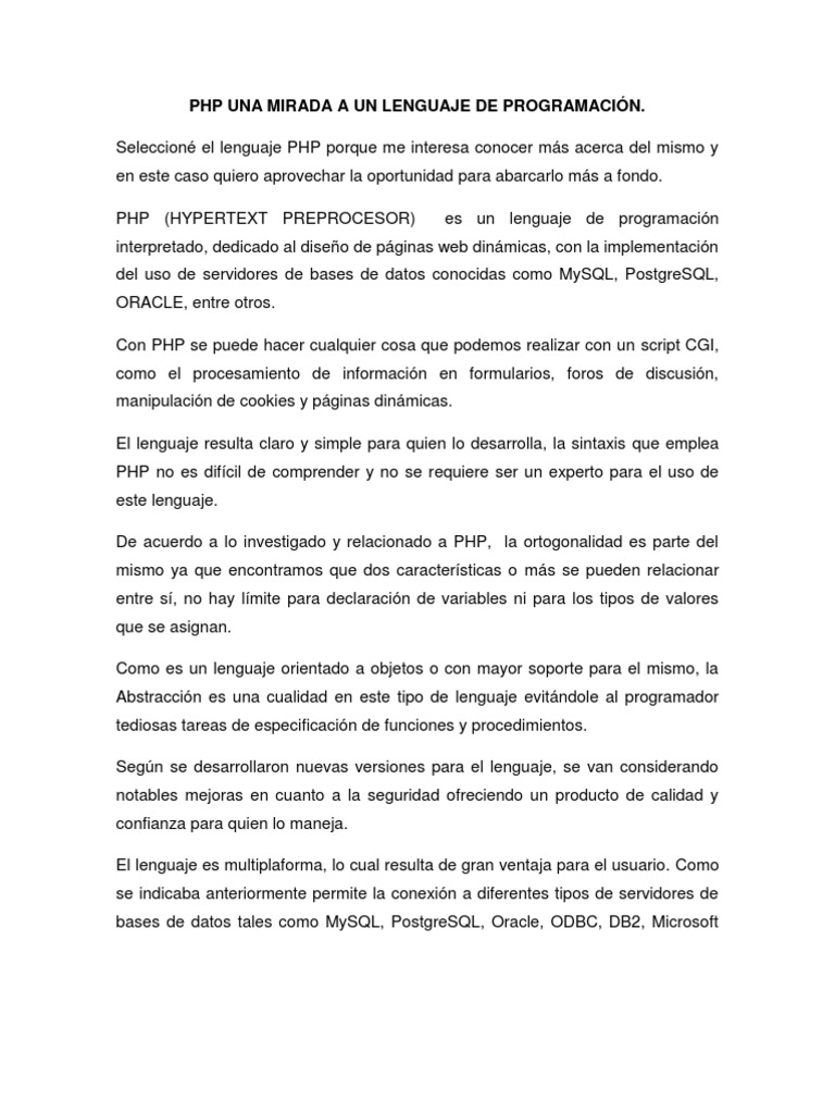 Ensayo PHP | Descargar gratis PDF | Php | Lenguaje de programación