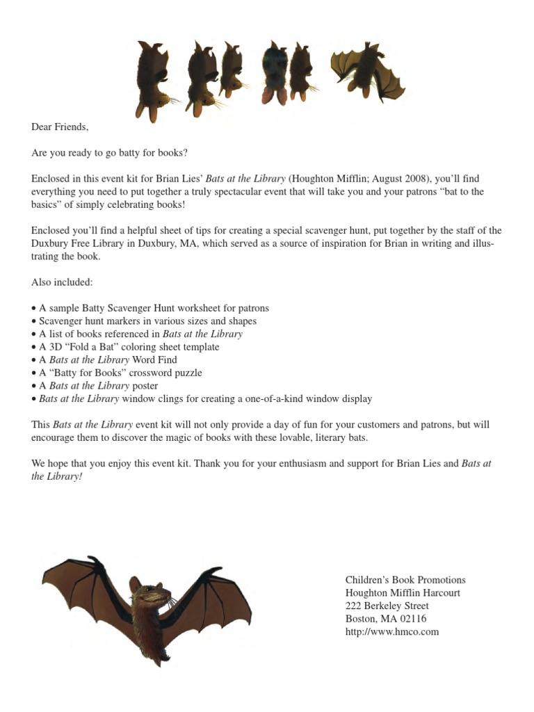 Bats at The Library Event Kit | PDF | Children's Literature