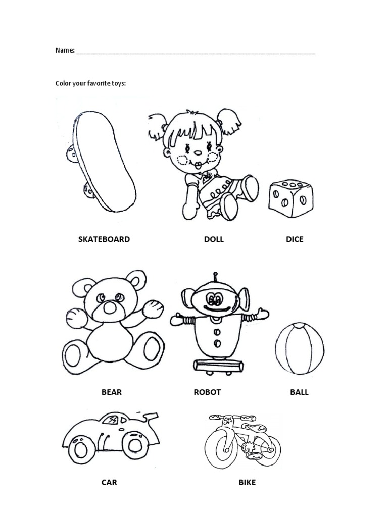 Color Your Favorite Toys Worksheet | PDF | Sports & Recreation | Games ...