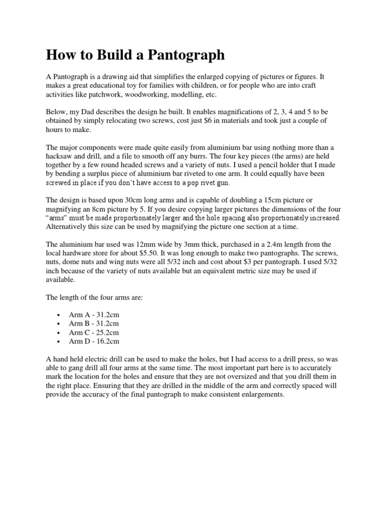 How To Build A Pantograph | PDF | Drill | Rivet