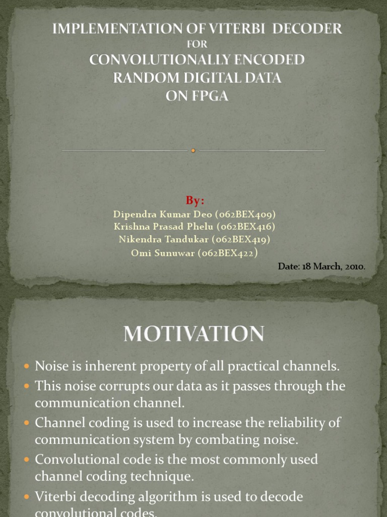 Implementation of Viterbi Decoder | PDF | Encodings | Computer Engineering
