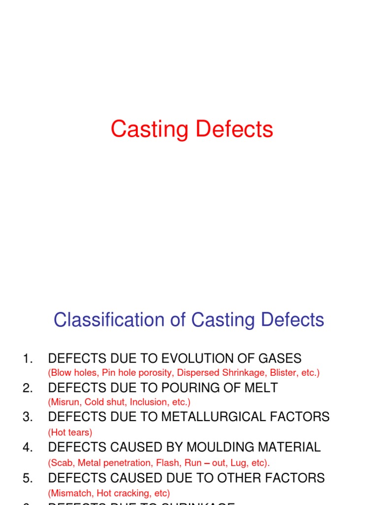Casting Defects | PDF | Casting (Metalworking) | Applied And ...