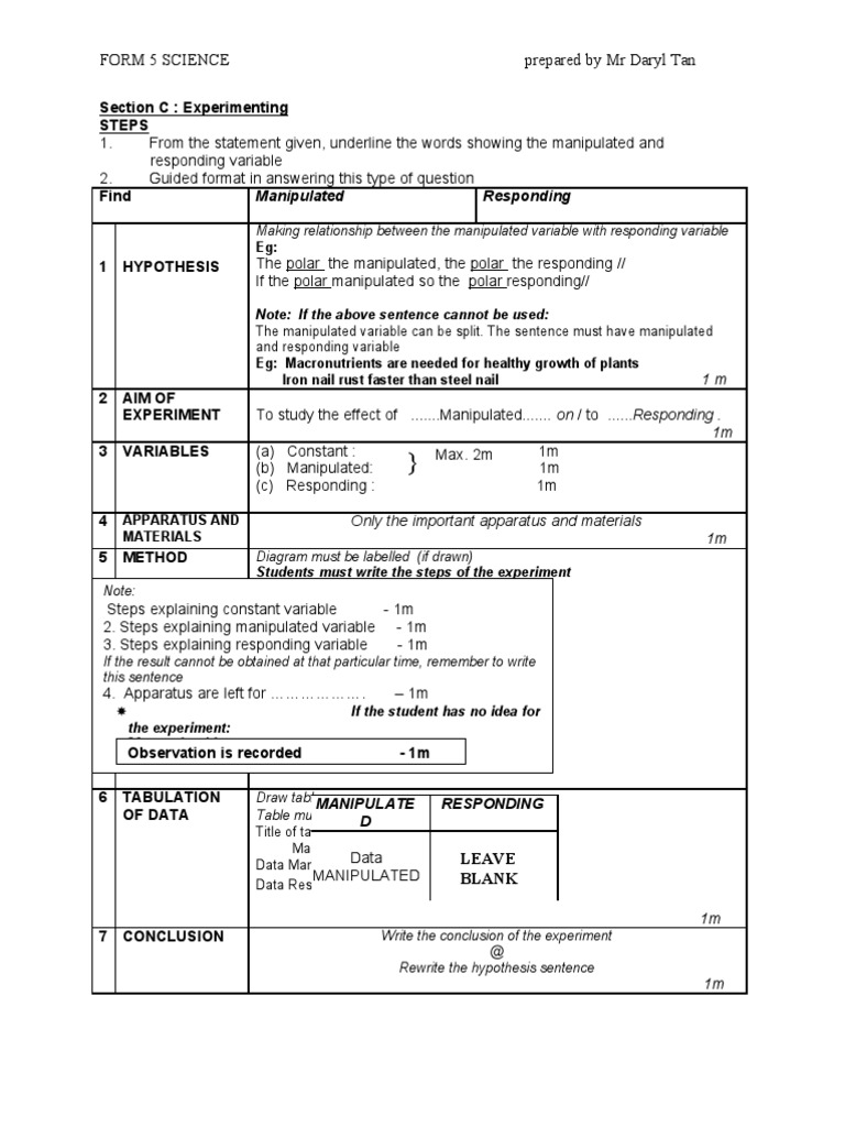 SPM Guide - Section C Tips | PDF | Experiment | Hypothesis