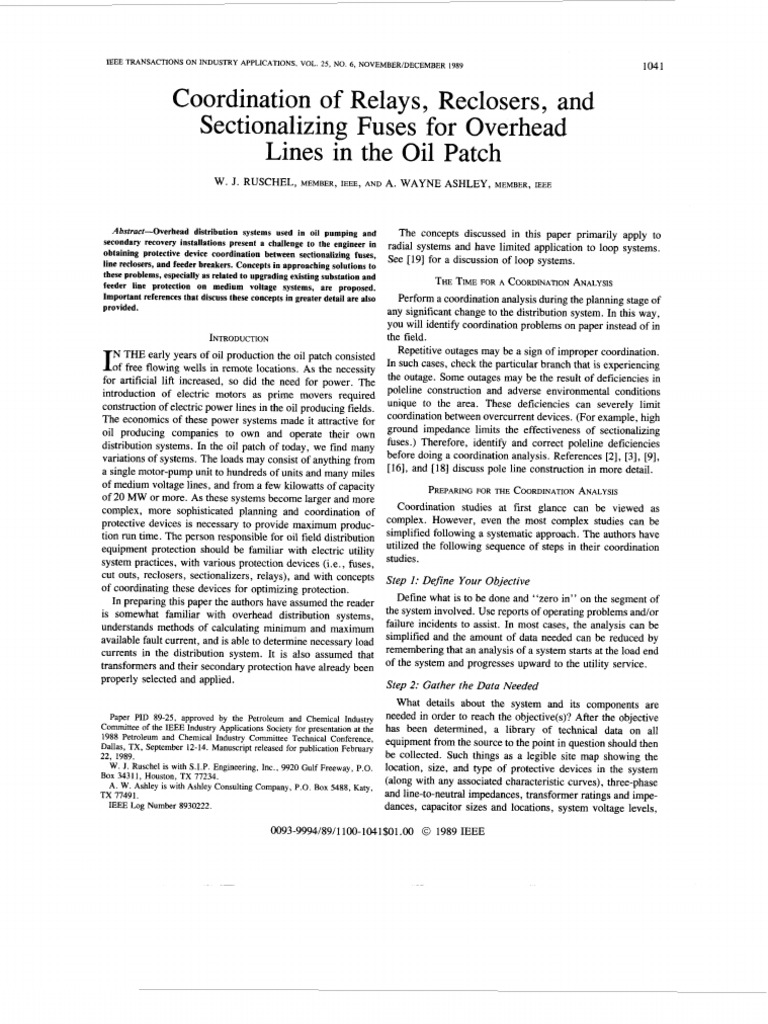 Coordination of Relays, Reclosers, and Sectionalizing Fuses For ...