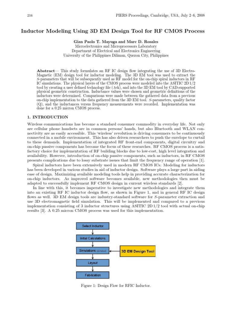 Inductor Modeling Using 3D EM Design Tool For RF CMOS Process | PDF ...