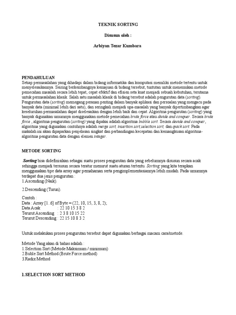 Struktur Data: Teknik Sorting | PDF