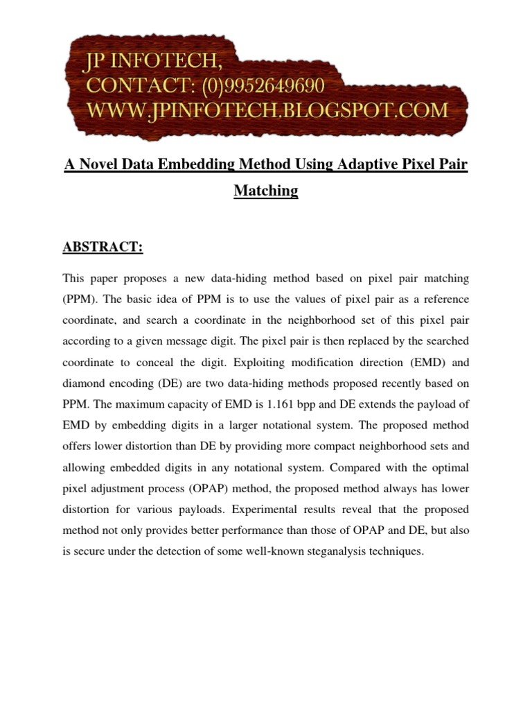 A Novel Data Embedding Method Using Adaptive | PDF | Function (Mathematics) | Computer Engineering