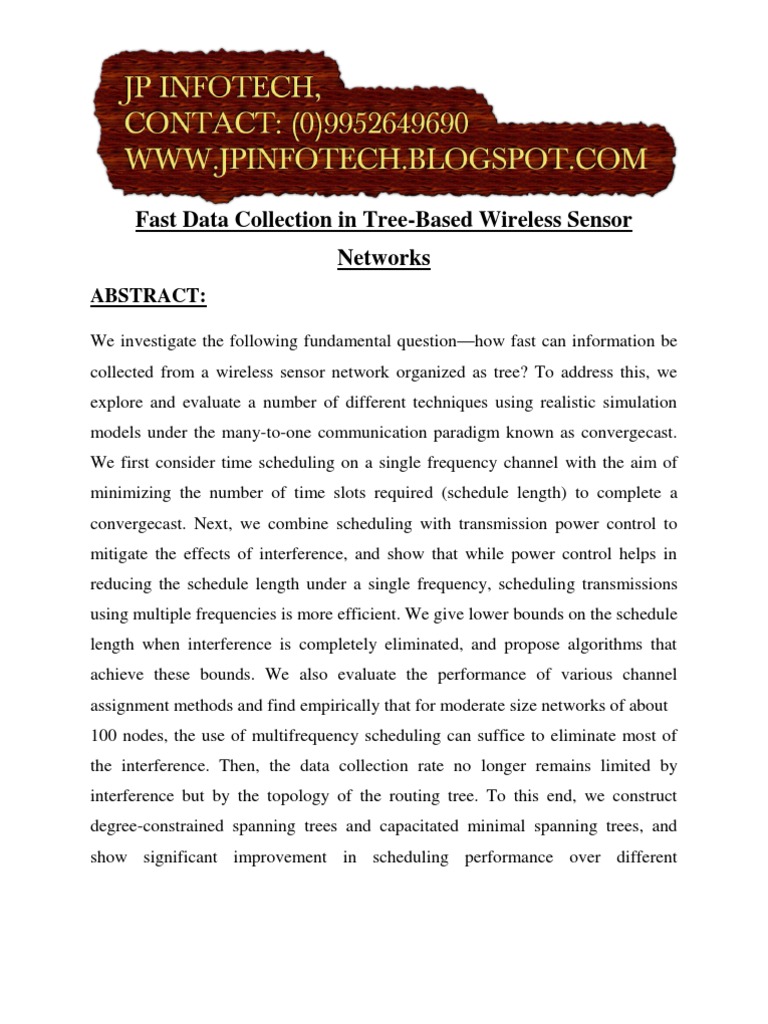 Fast Data Collection in Tree-Based Wireless Sensor Networks | PDF | Wireless Sensor Network ...