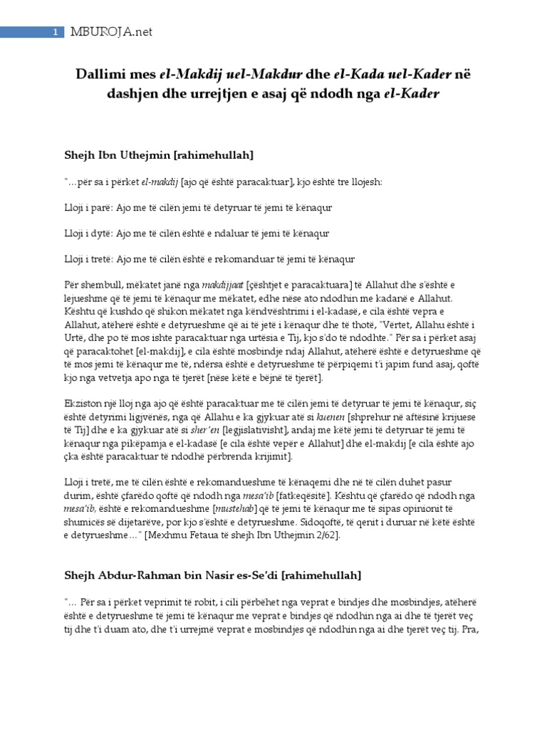 Kadaja Dhe Kaderi Dallimi | PDF