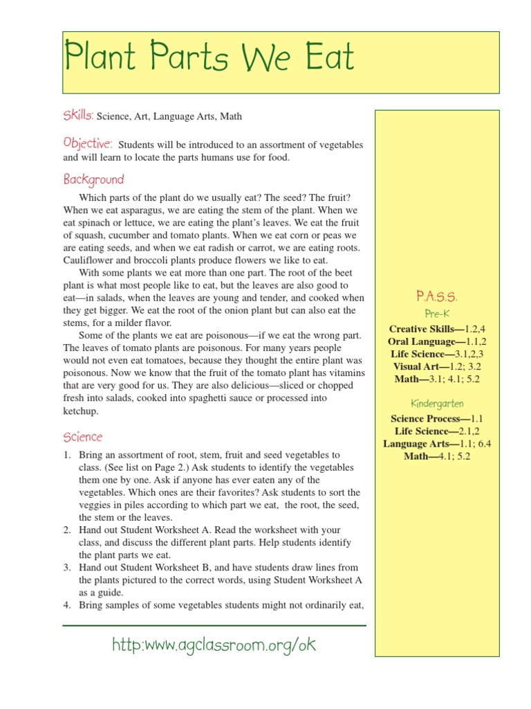 Plant Parts We Eat | PDF | Vegetables | Tomato