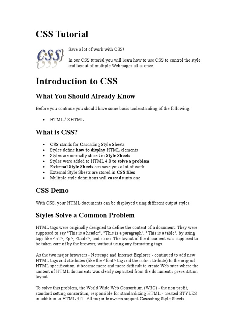 CSS Tutorial: What You Should Already Know | PDF | Cascading Style ...