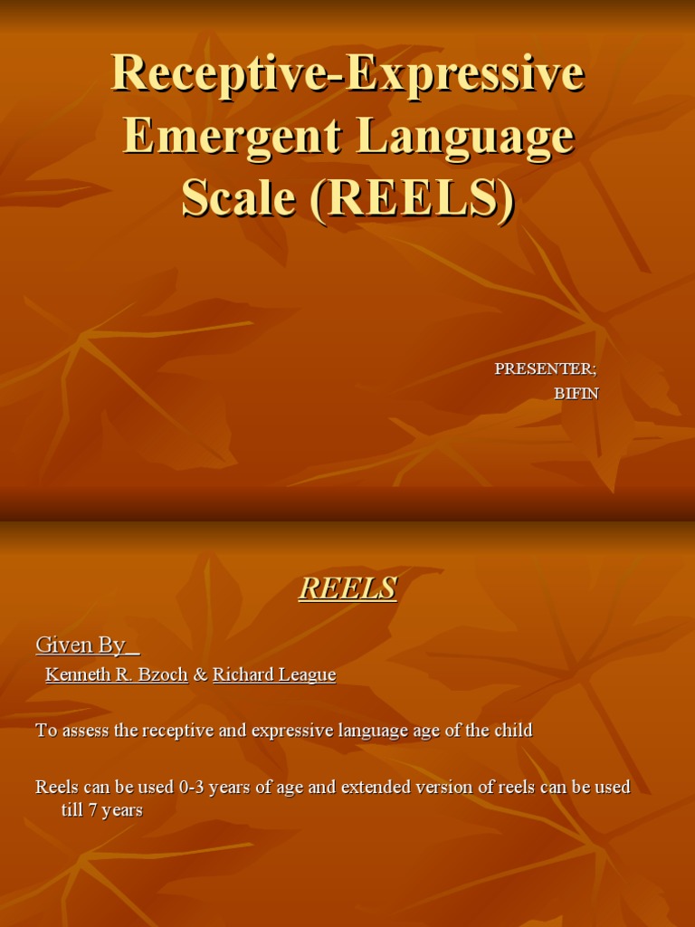 Receptive-Expressive Emergent Language Scale (REELS) | Download Free ...