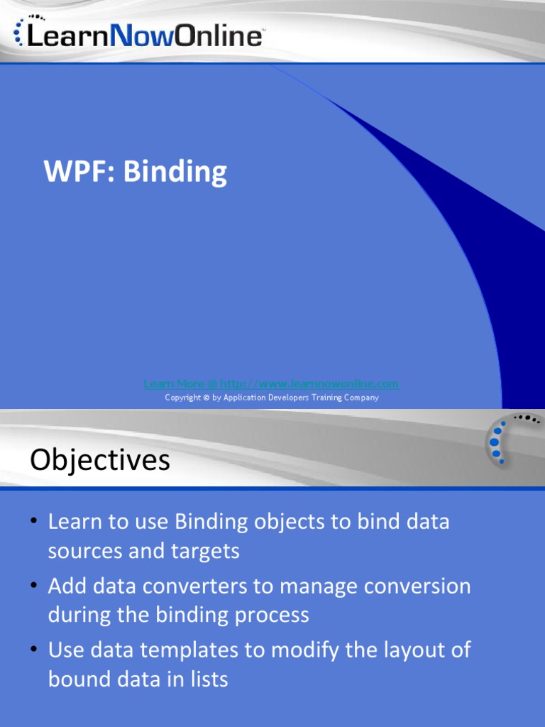 WPF: Binding | PDF | Windows Presentation Foundation | Extensible Application Markup Language