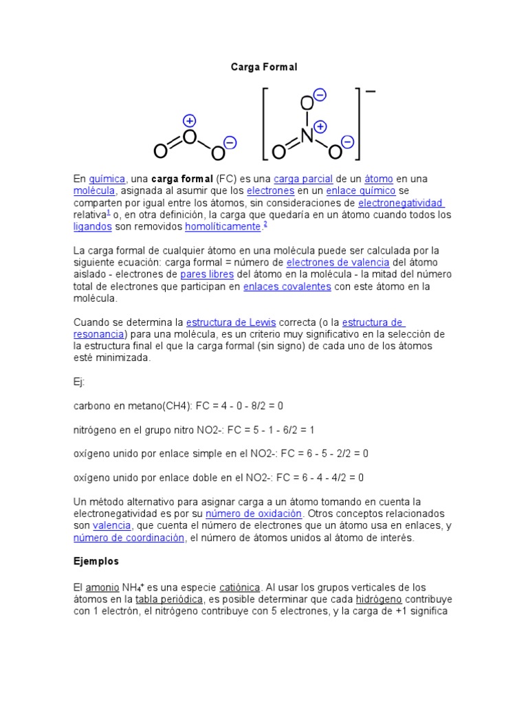 Carga Formal en Química: Definición y Ejemplos | PDF | Enlace químico ...