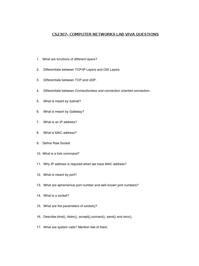 Cs2307-Computer Networks Lab Viva Questions | PDF