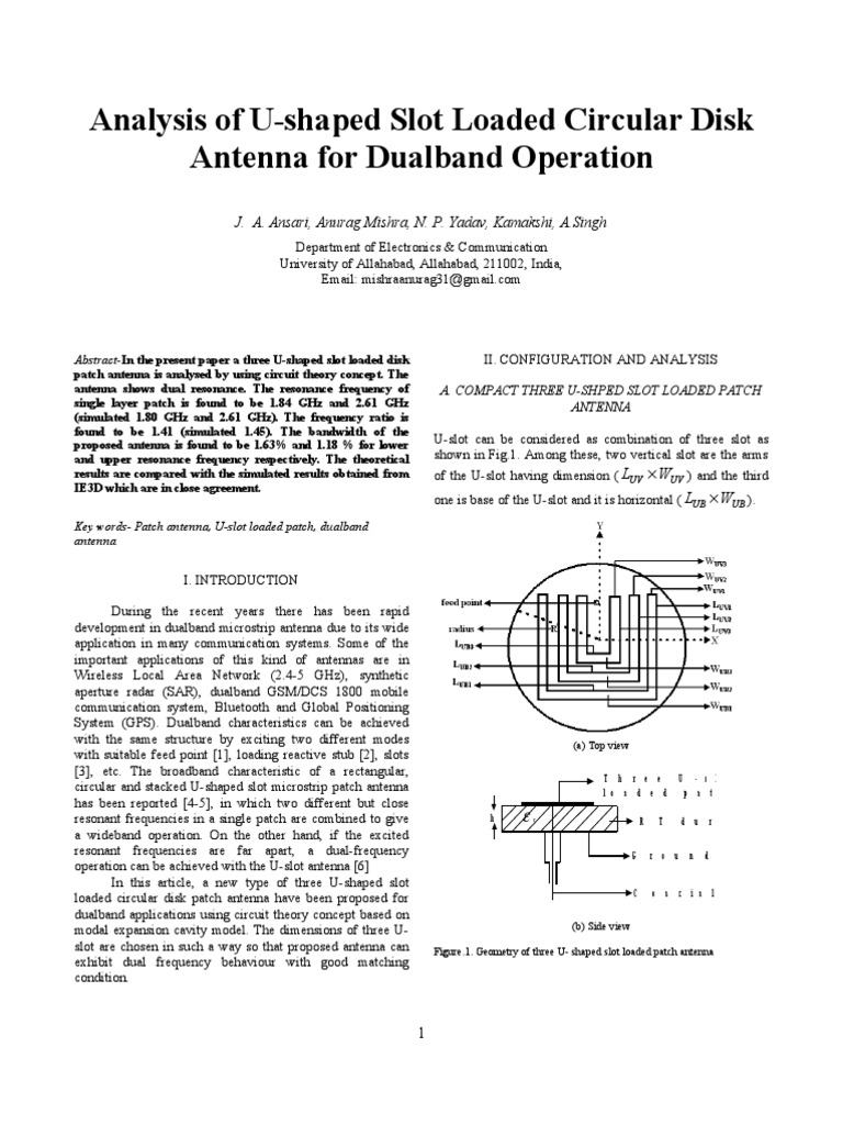 Analysis of U-Shaped Slot Loaded Circular Disk Antenna For Dualband ...